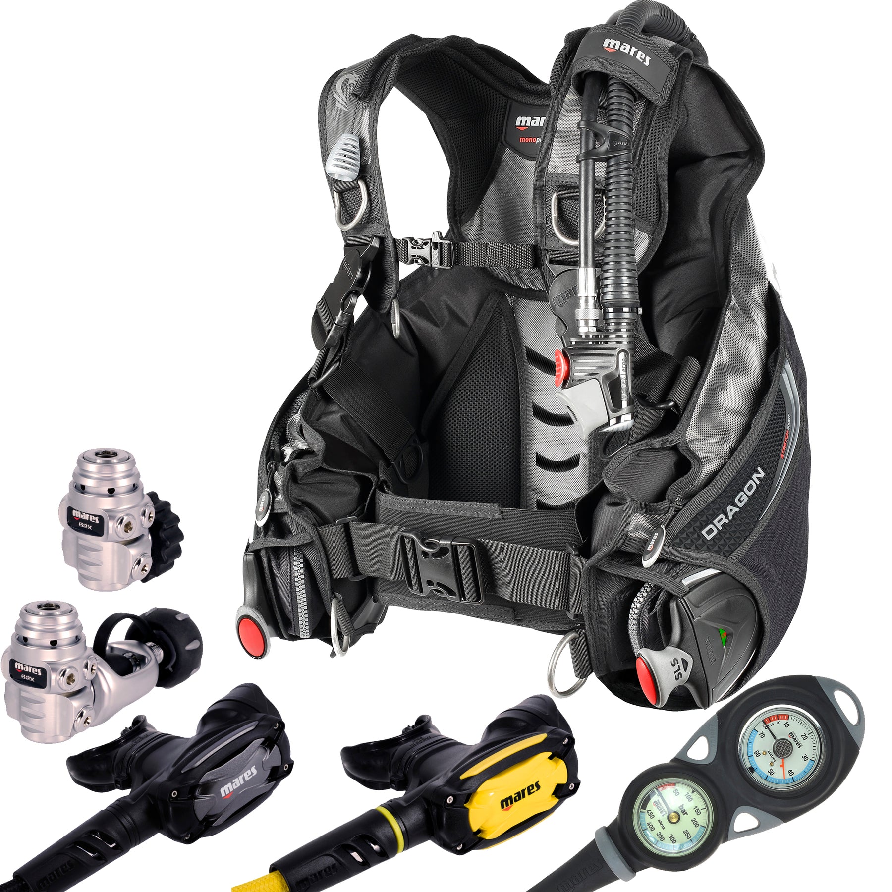 Mares Dragon BCD & SXS 62X Regulator Package – Watersports Warehouse